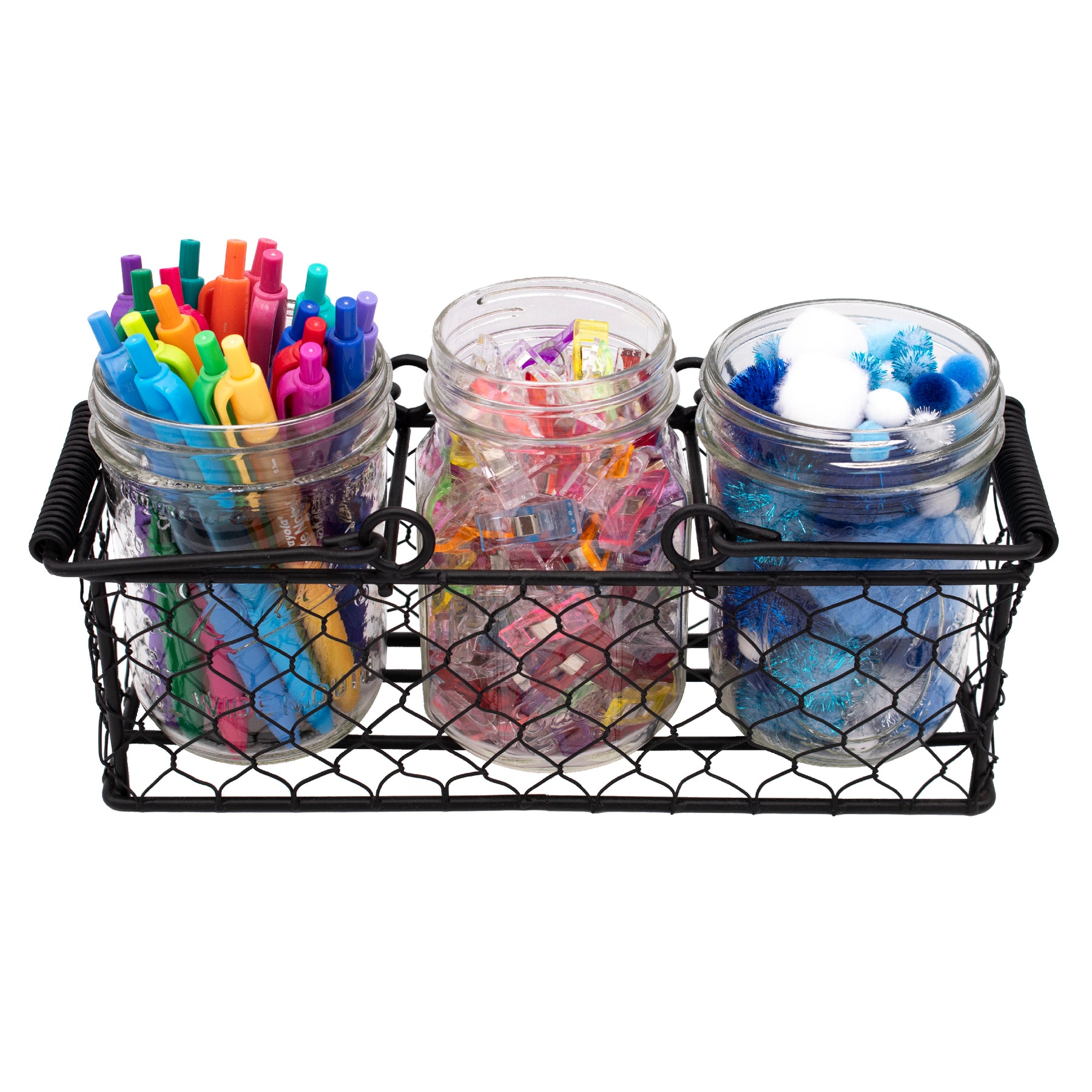 Chicken Wire Caddy for 3 Pint Mason Jars · Mason Jar Lifestyle