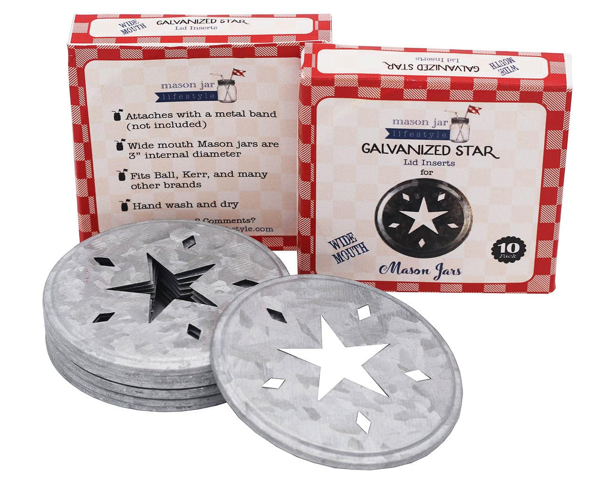 Star Cutout Galvanized Metal Lid Inserts for Mason Jars 10 Pack · Mason ...