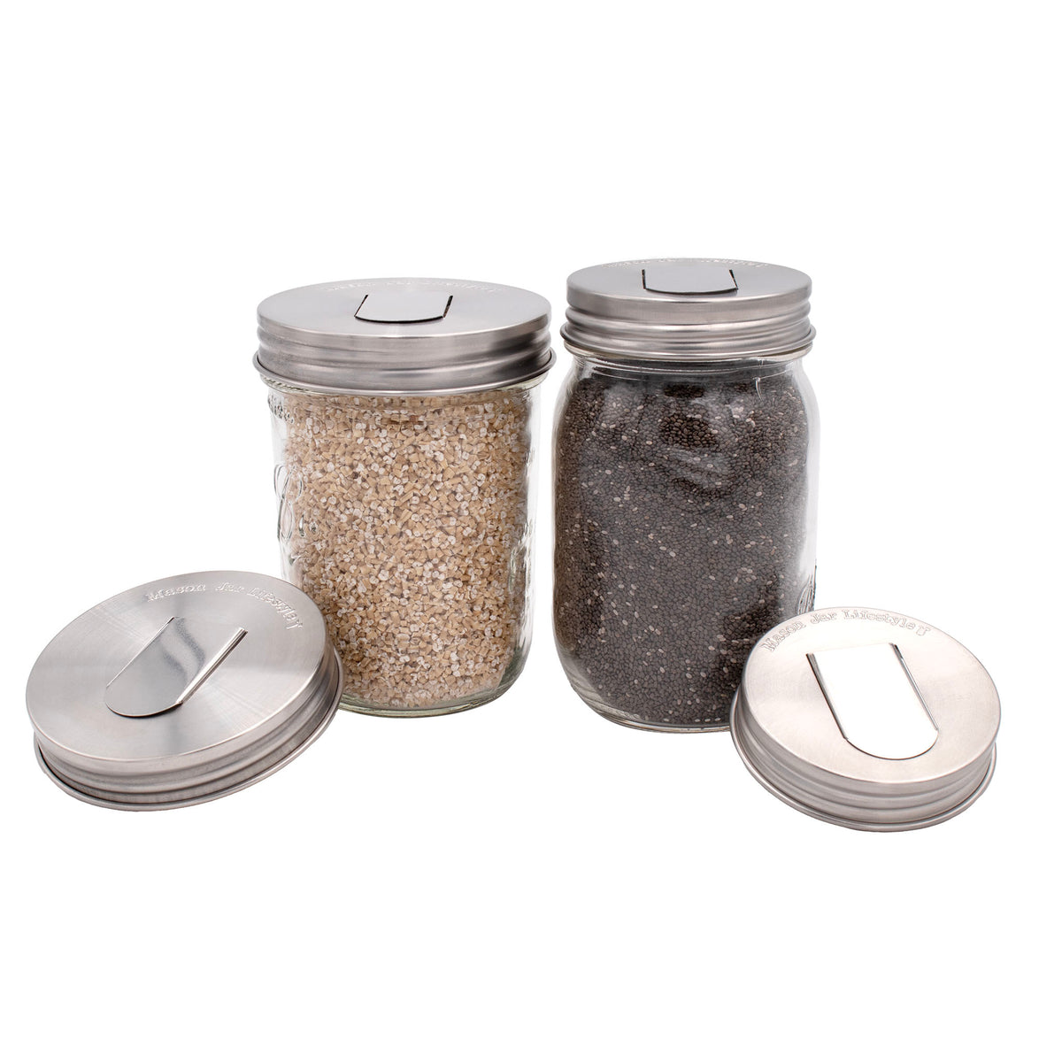 Grain Dispenser Stainless Steel Lids for Mason Jars 2 Pack · Mason Jar ...