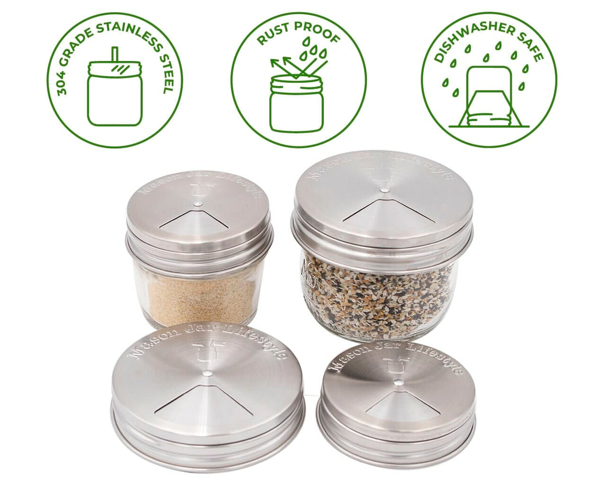 Spice Shaker Stainless Steel Lids for Mason Jars 4 Pack · Mason Jar ...