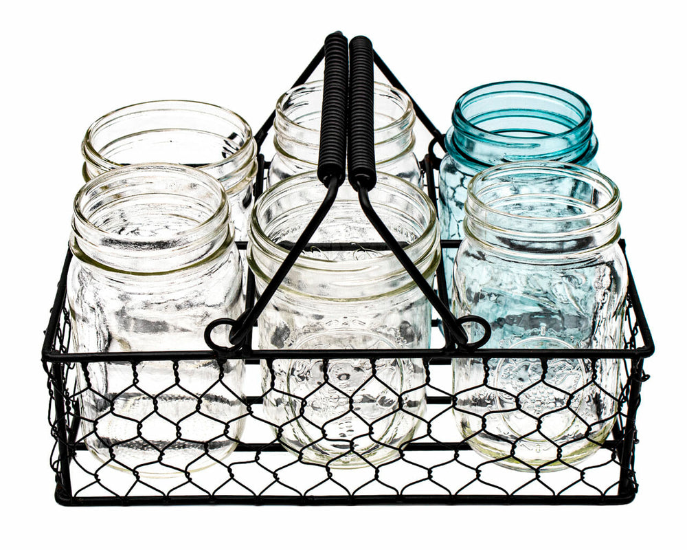 Chicken Wire Caddy for 6 Pint Mason Jars · Mason Jar Lifestyle