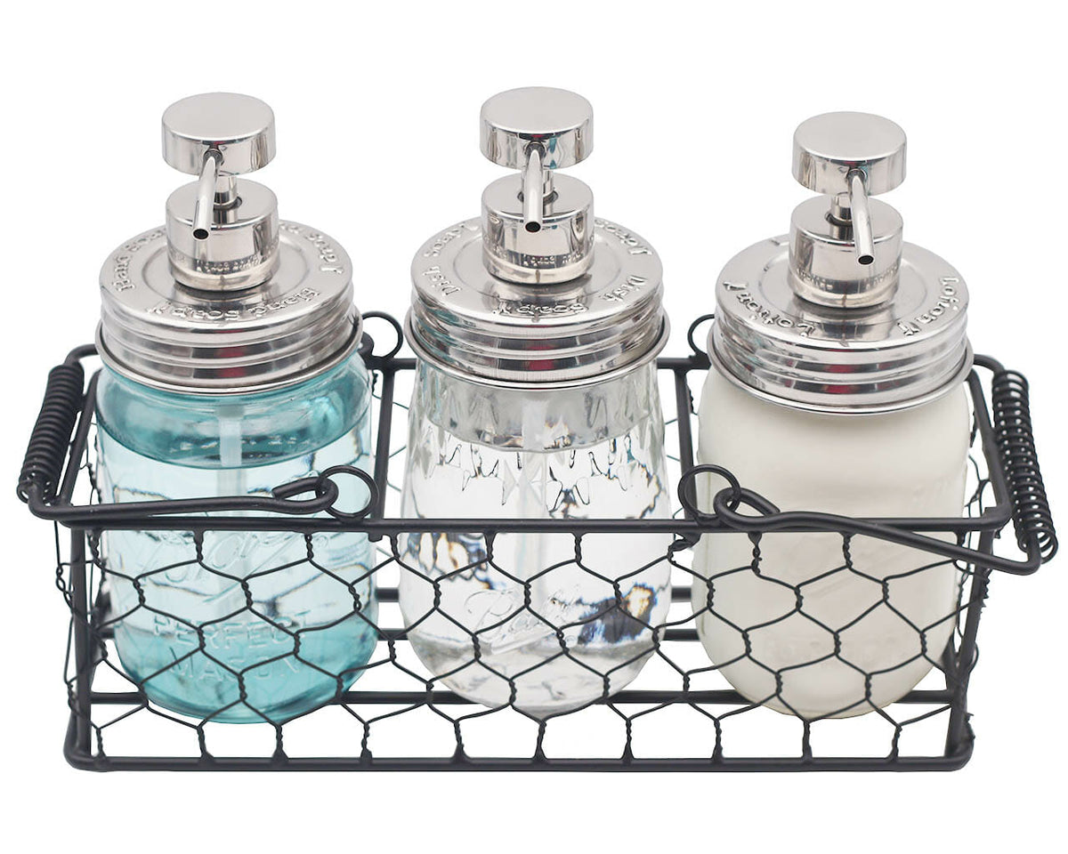 Chicken Wire Caddy for 3 Pint Mason Jars · Mason Jar Lifestyle
