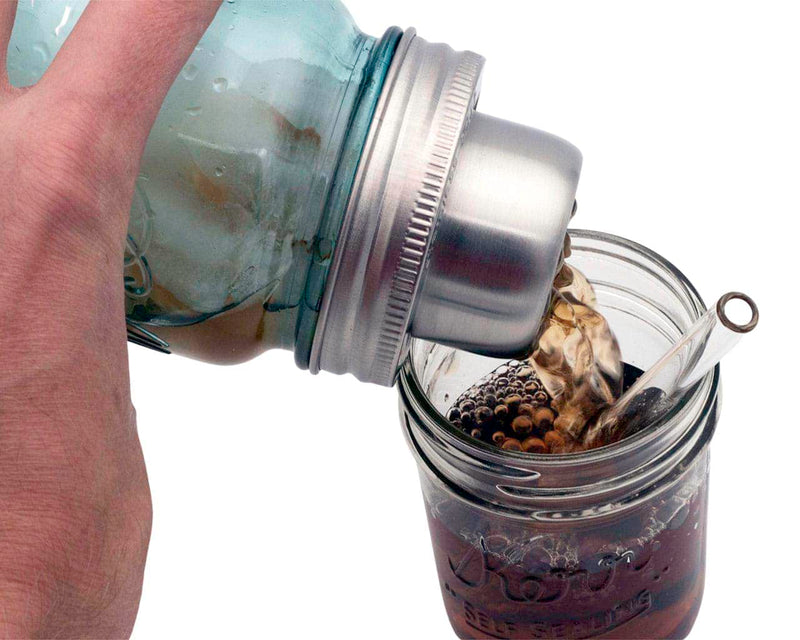 Mason Shaker Cocktail Shaker Lid with Stainless Steel Band · Mason Jar ...